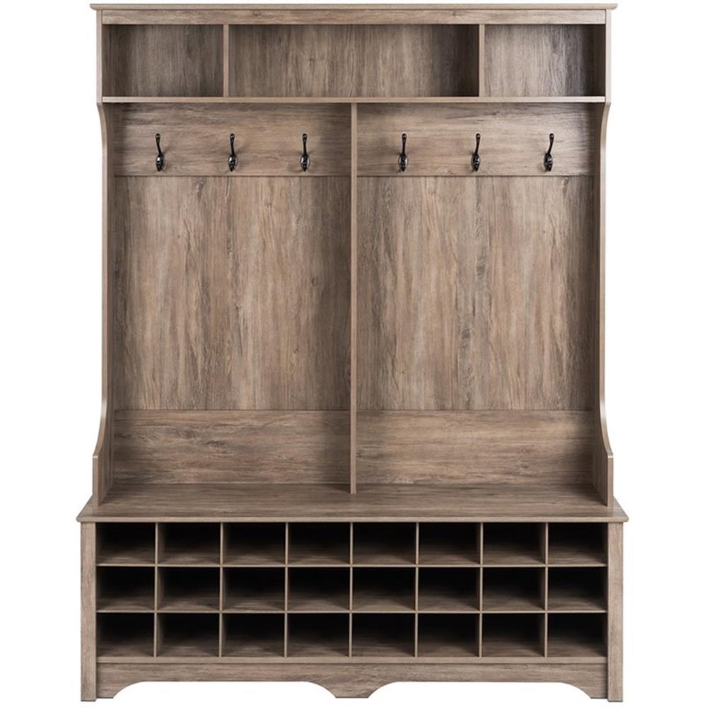 Prepac 77 in. Tall 24 Cubbies Engineered Wood Hall Tree in Drifted Gray ...