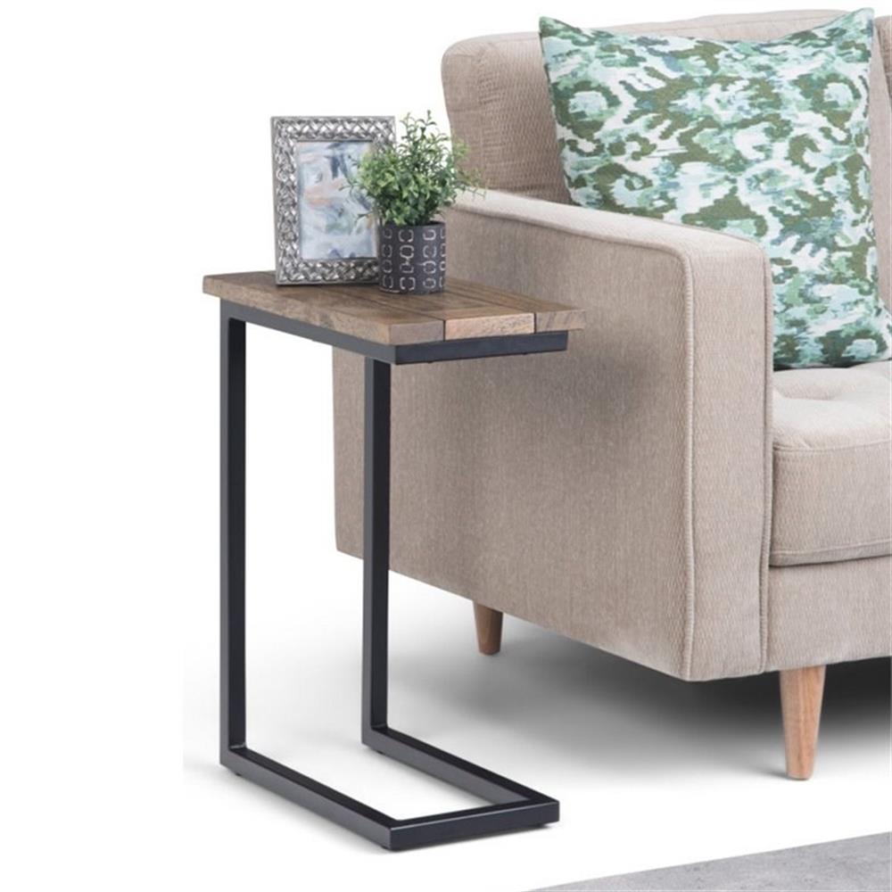 Skyler 18" Wide Solid Mango/Metal C Side Table in Beach Brown/Black ...