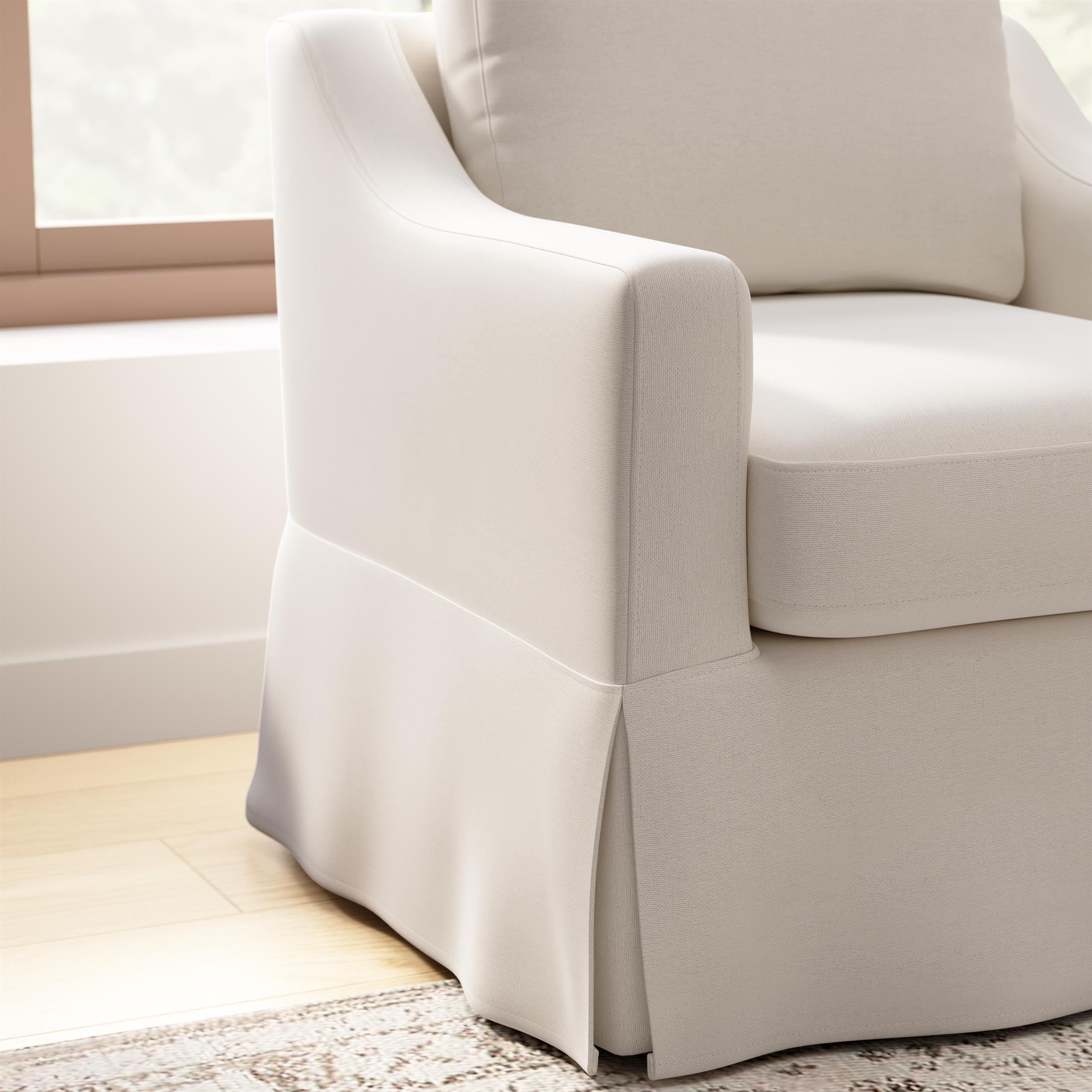 Harper Swivel Accent Chair with Slipcover - Ivory Basketweave Fabric ...