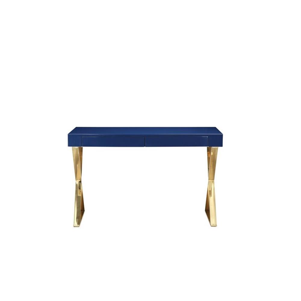 Pangea Home Alexa Gloss Lacquer & High Polished Steel Metal Desk in ...