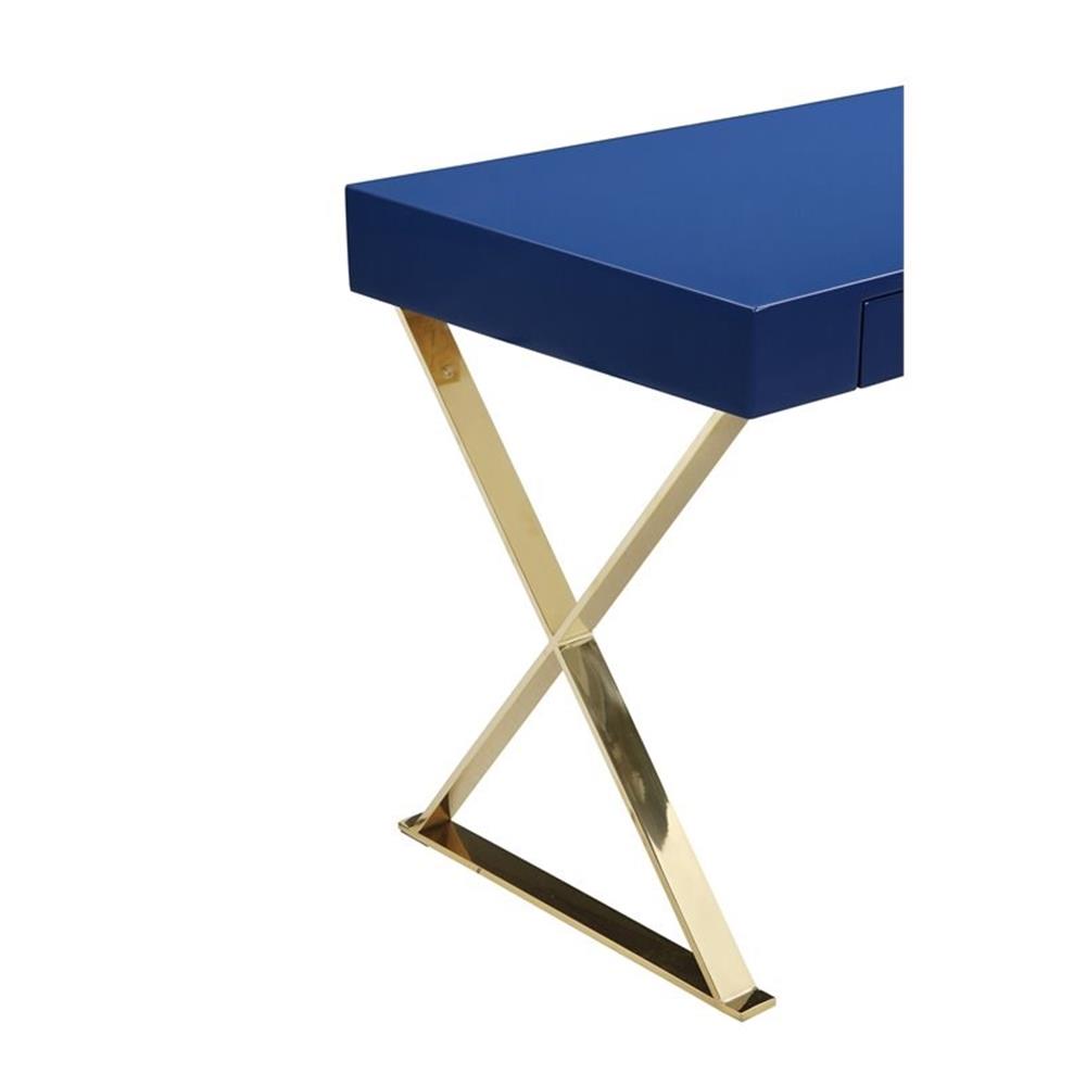 Pangea Home Alexa Gloss Lacquer & High Polished Steel Metal Desk in ...