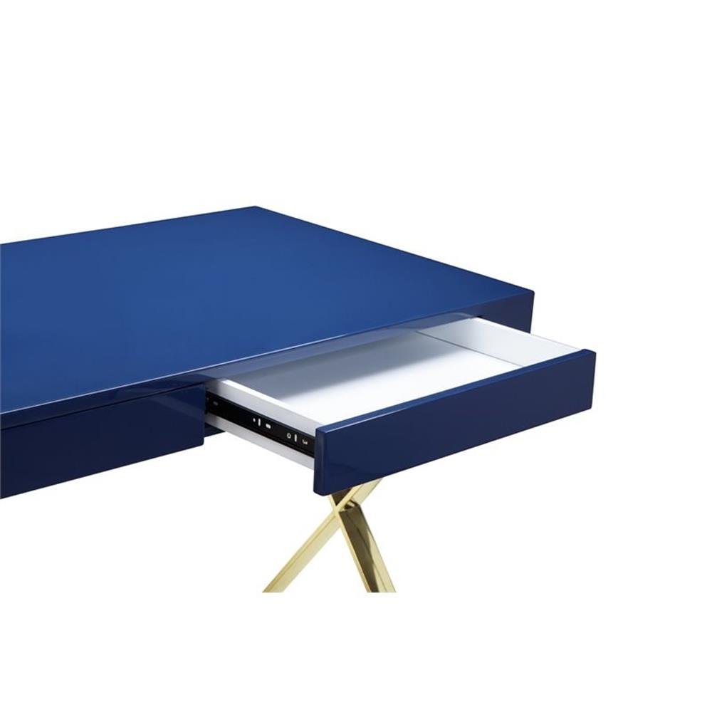 Pangea Home Alexa Gloss Lacquer & High Polished Steel Metal Desk in ...