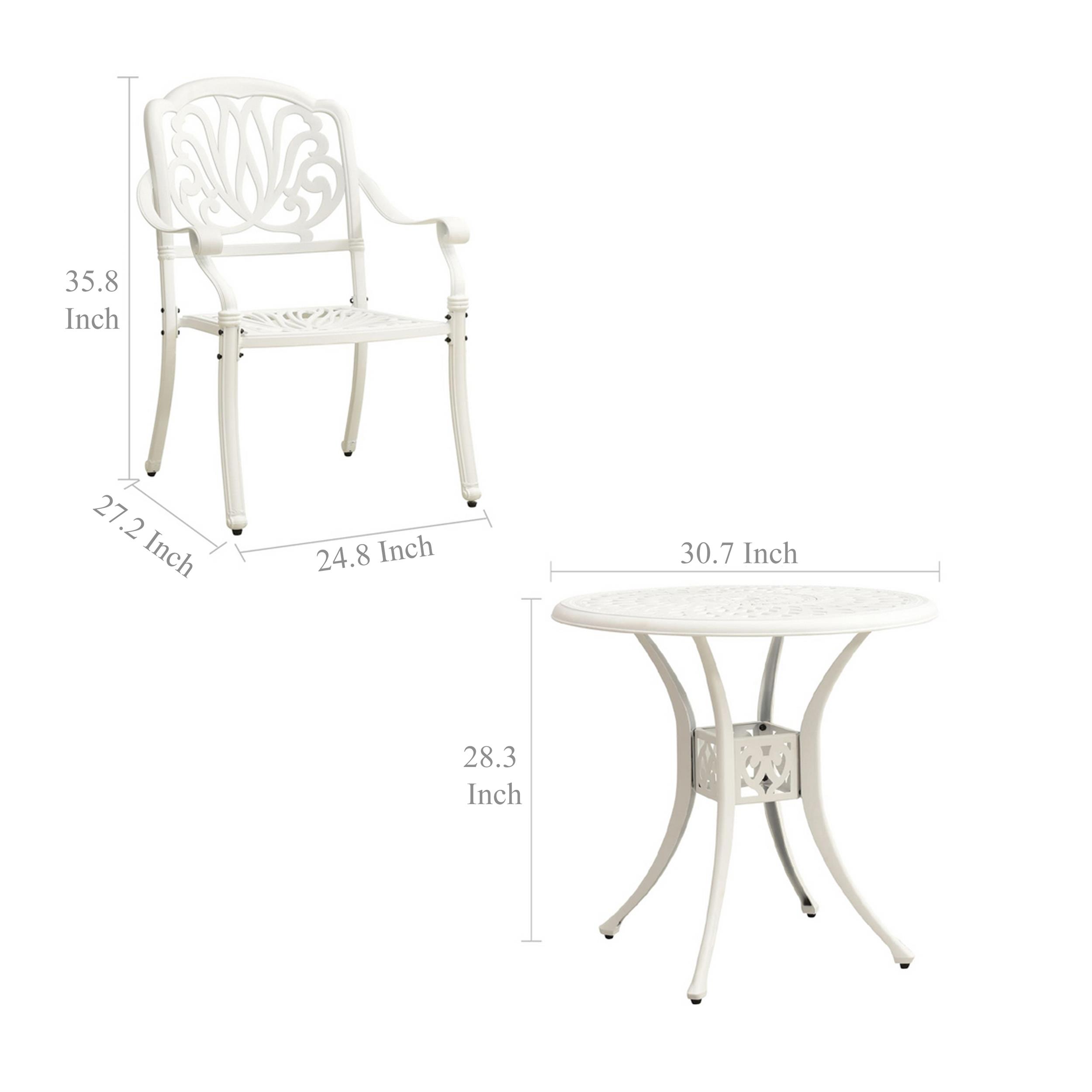 Kasa Outdoor 3pc Bistro Breakfast Set- 2 Chairs- 1 Table- White Metal ...